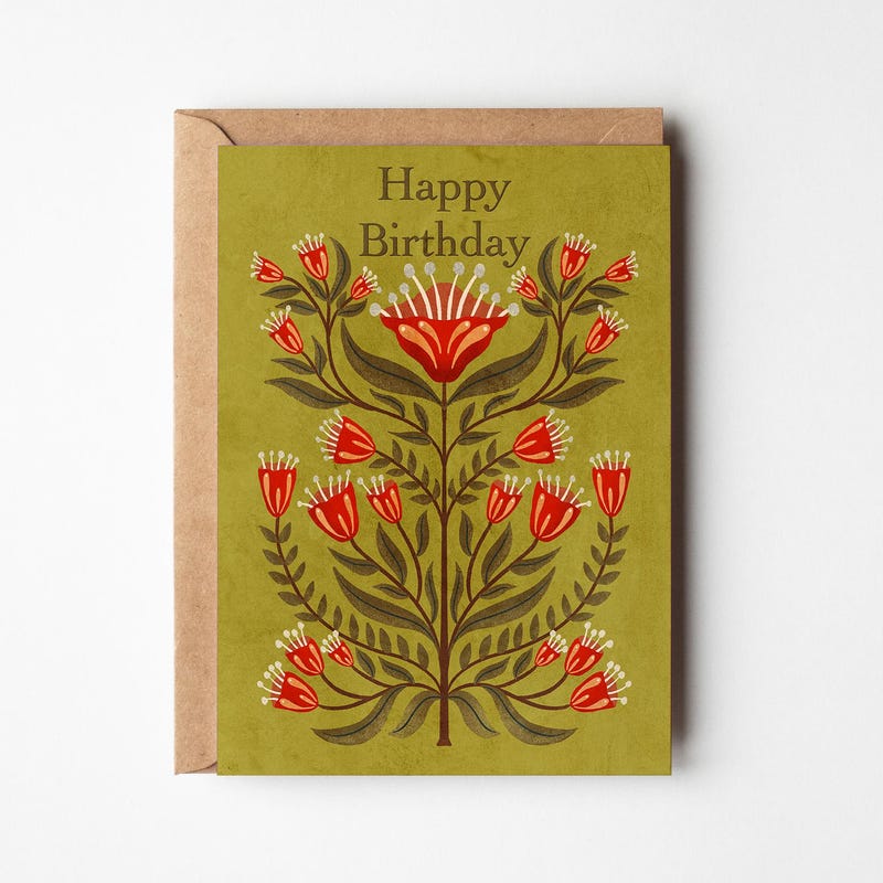 Folksy Birthday Card - Etsy