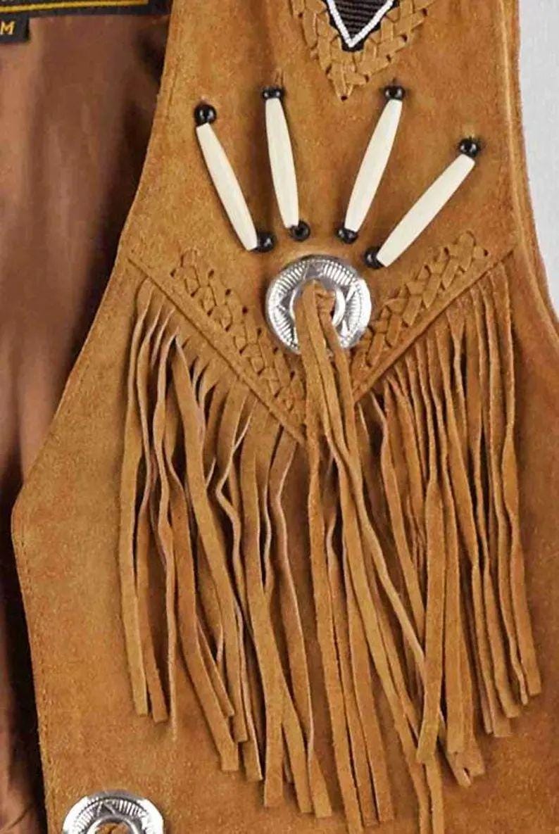 Handmade Suede Leather Western Vest: Native American Style Beaded ...
