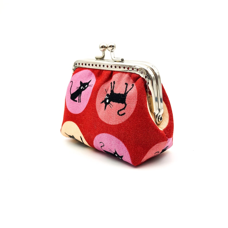 Kiss Lock Coin Purse, Click Purse, Japanese Cotton Fabric, Cat Design ...
