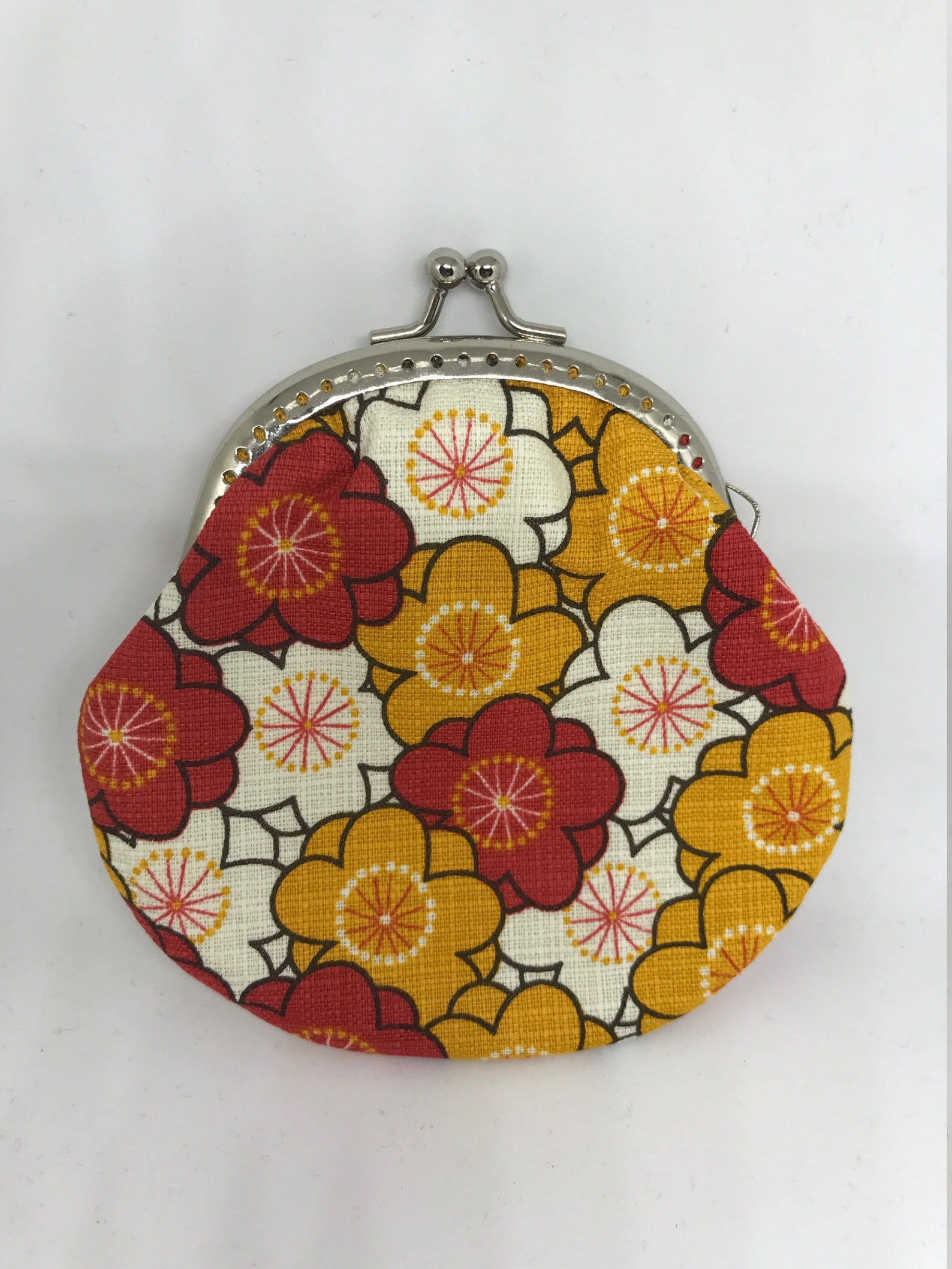 Floral Coin Purse, Kiss Lock Frame Wallet, Clasp Coin Purse, Red and ...