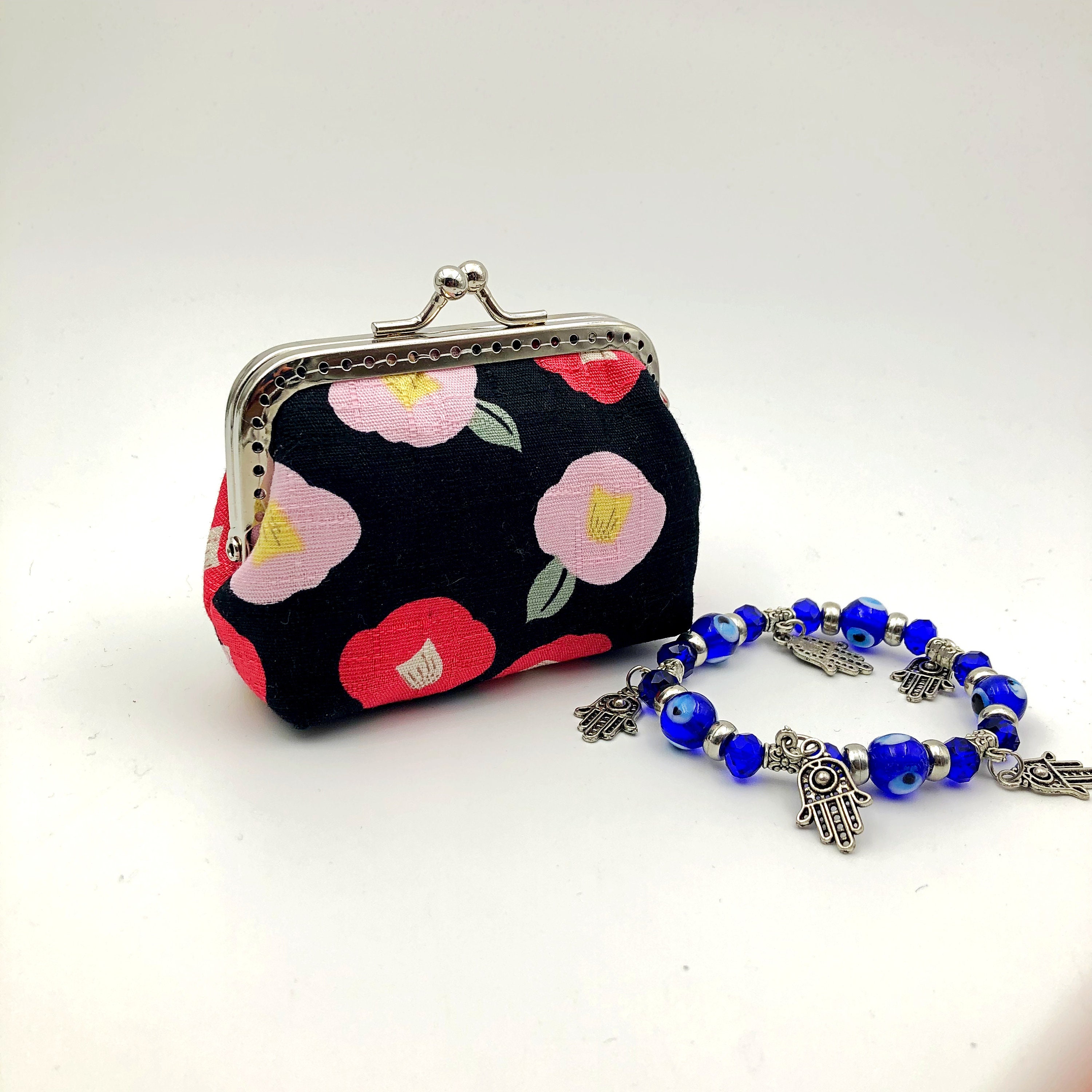 Floral Coin Pouch Flower Coin Purse Kiss Lock Clasp Wallet | Etsy