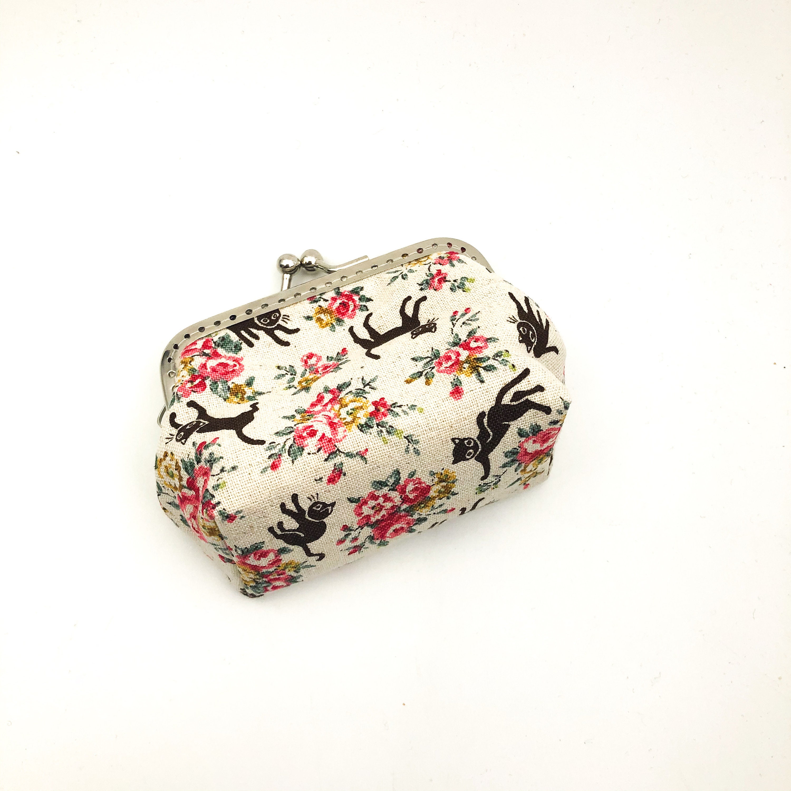 Coin Purse, Kiss Lock Clasp, Change Purse Small, Japanese Cotton Fabric ...