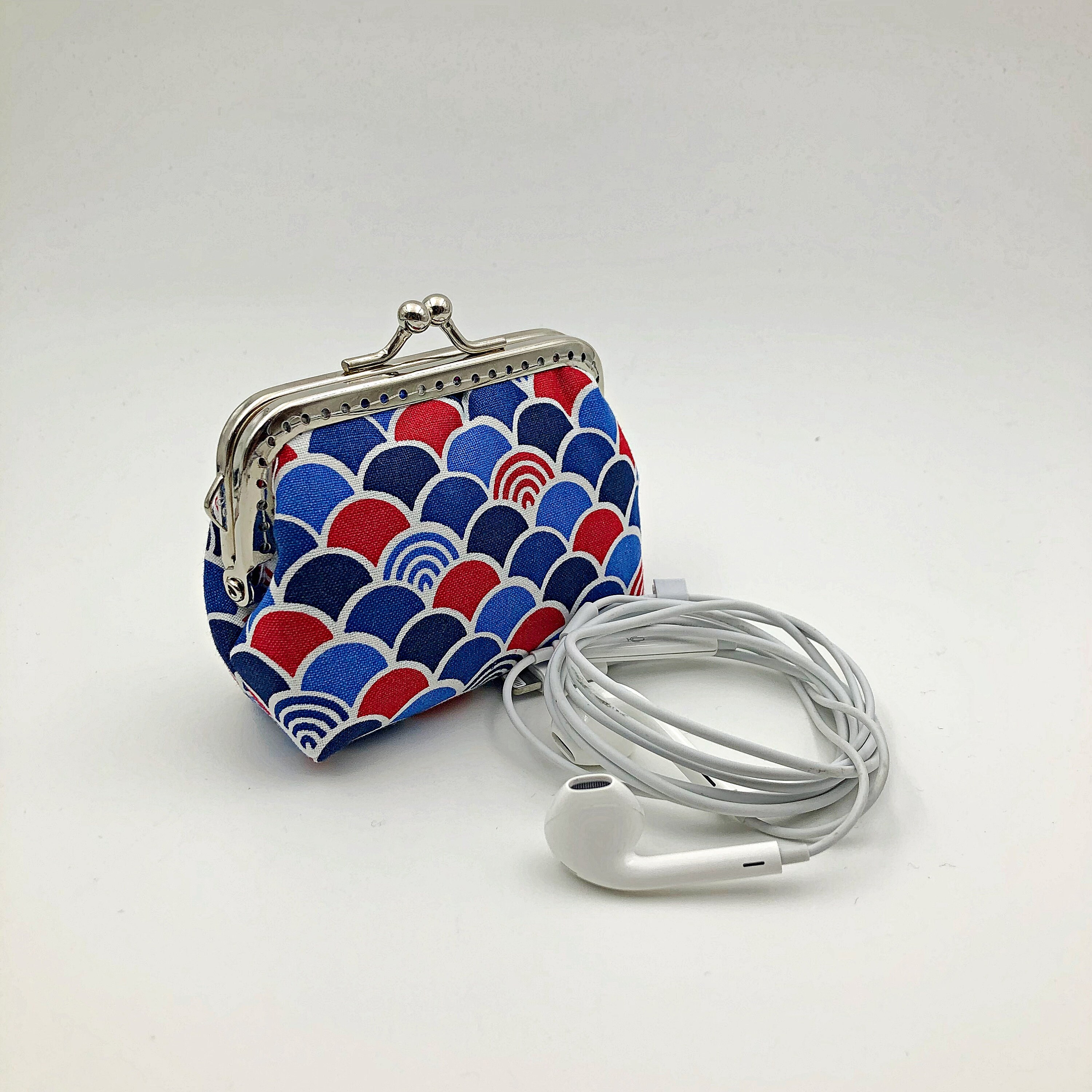 Kiss Lock Coin Purse, Clasp Coin Purse, Japanese Cotton Fabric, Japan ...