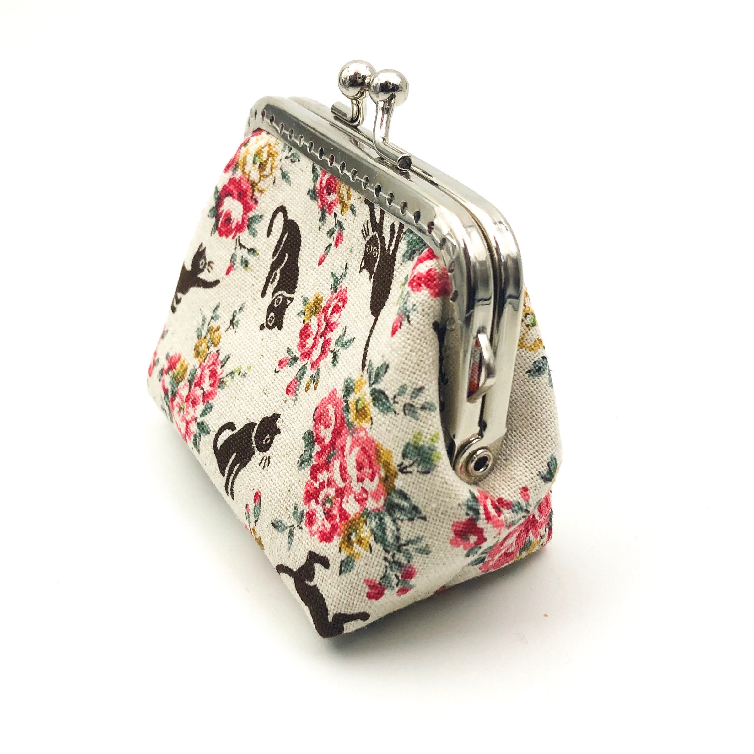 Coin Purse, Kiss Lock Clasp, Change Purse Small, Japanese Cotton Fabric ...