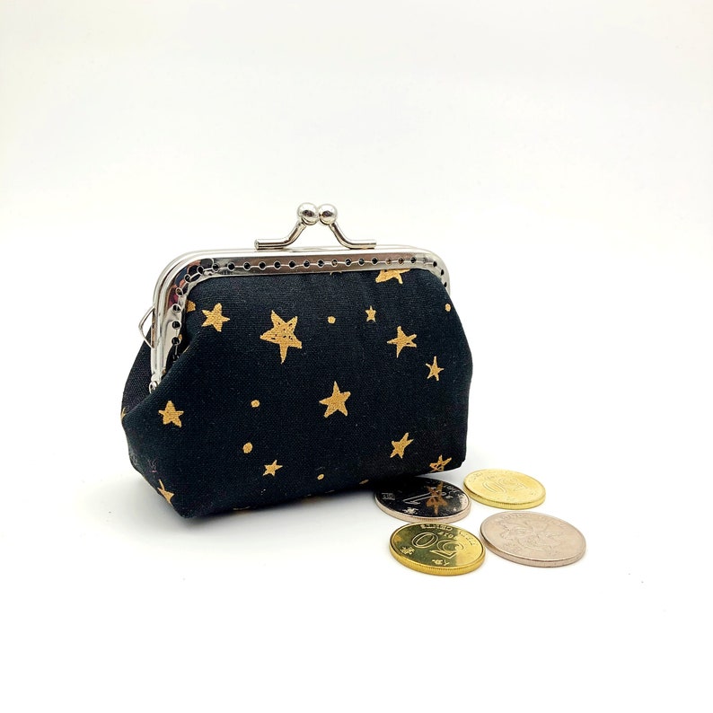 Black Coin Pouch Coin Purse Clasp Kiss Lock Wallet Pouch | Etsy