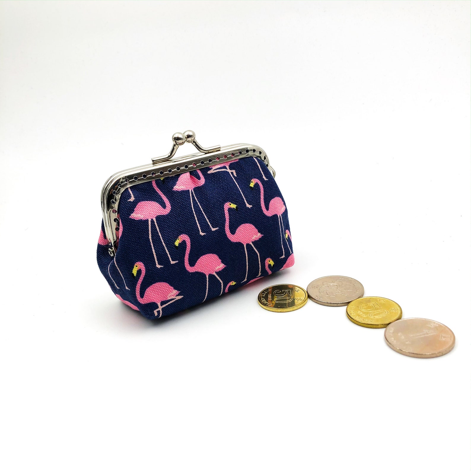 Flamingo Coin Purse, Pink Coin Purse, Clasp Wallet, Pink Flamingo Print ...