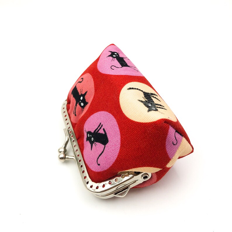 Kiss Lock Coin Purse, Click Purse, Japanese Cotton Fabric, Cat Design ...
