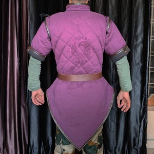 Witcher Gambeson: Medieval Padded Costume With Brown Leather Trim - Etsy