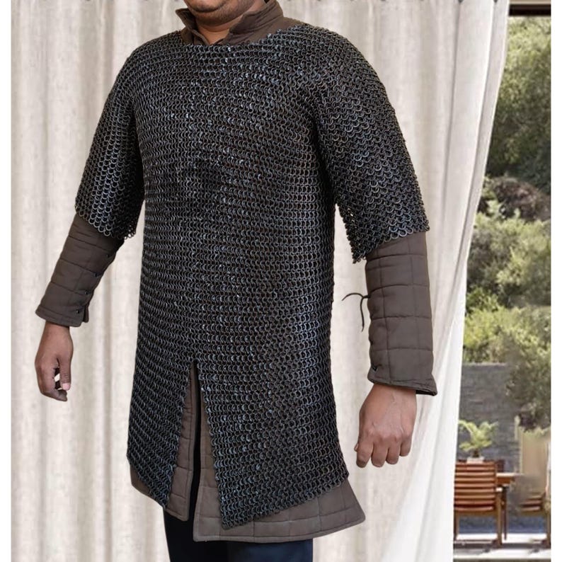9mm Flat Ring Riveted With Solid Ring Chainmail Shirt: Medieval Hauberk ...