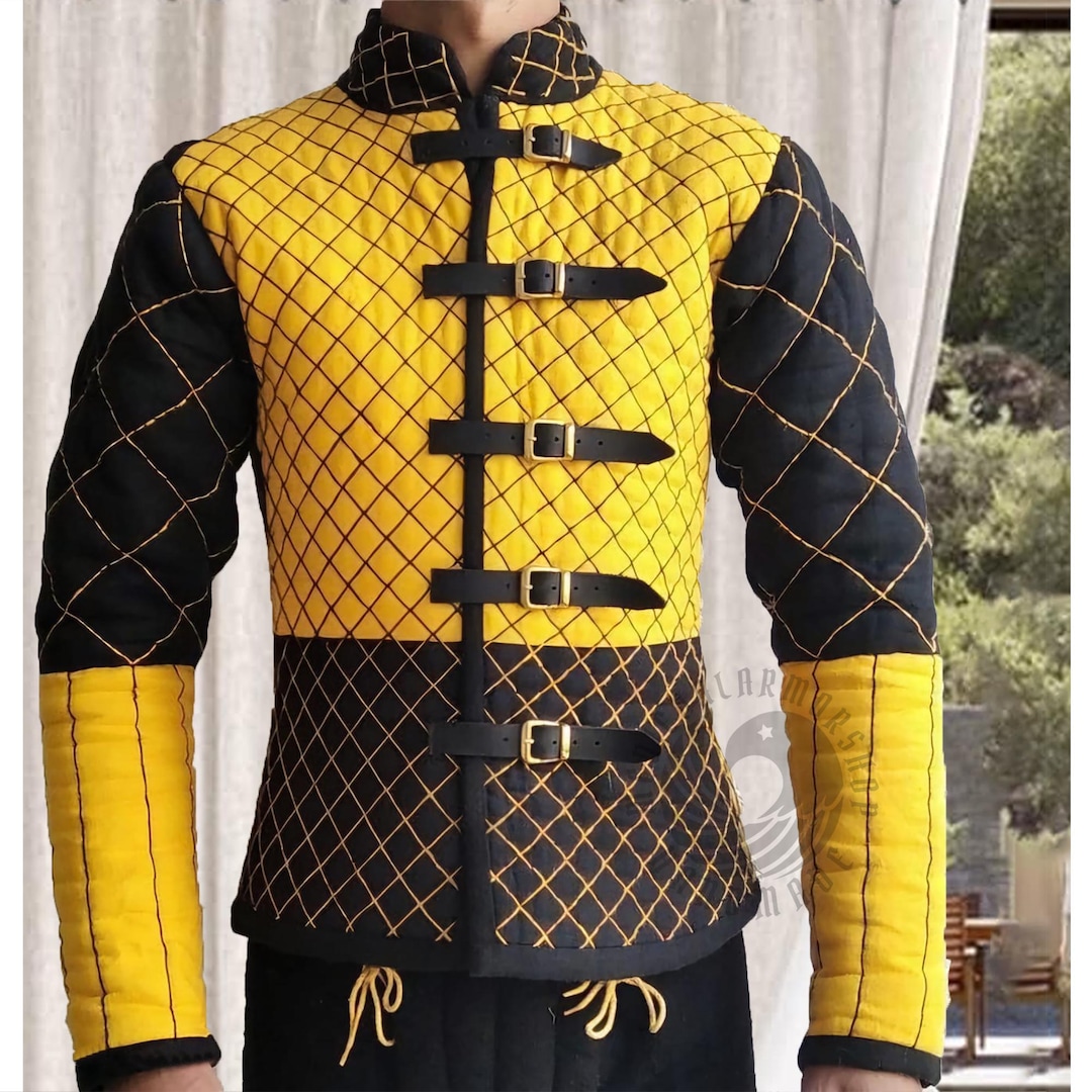 Medieval Gambeson: Yellow & Black Padded Armor - LARP Renfaire Costume ...
