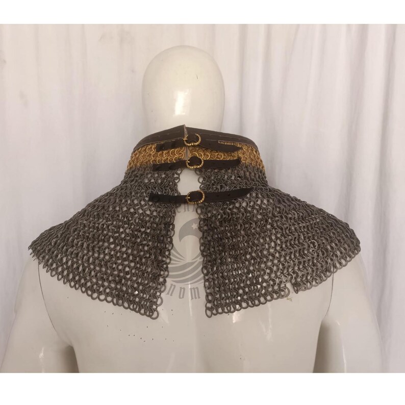 Chainmail Neck Armor Collar – 9mm Flat Riveted Rings With Solid Ring ...