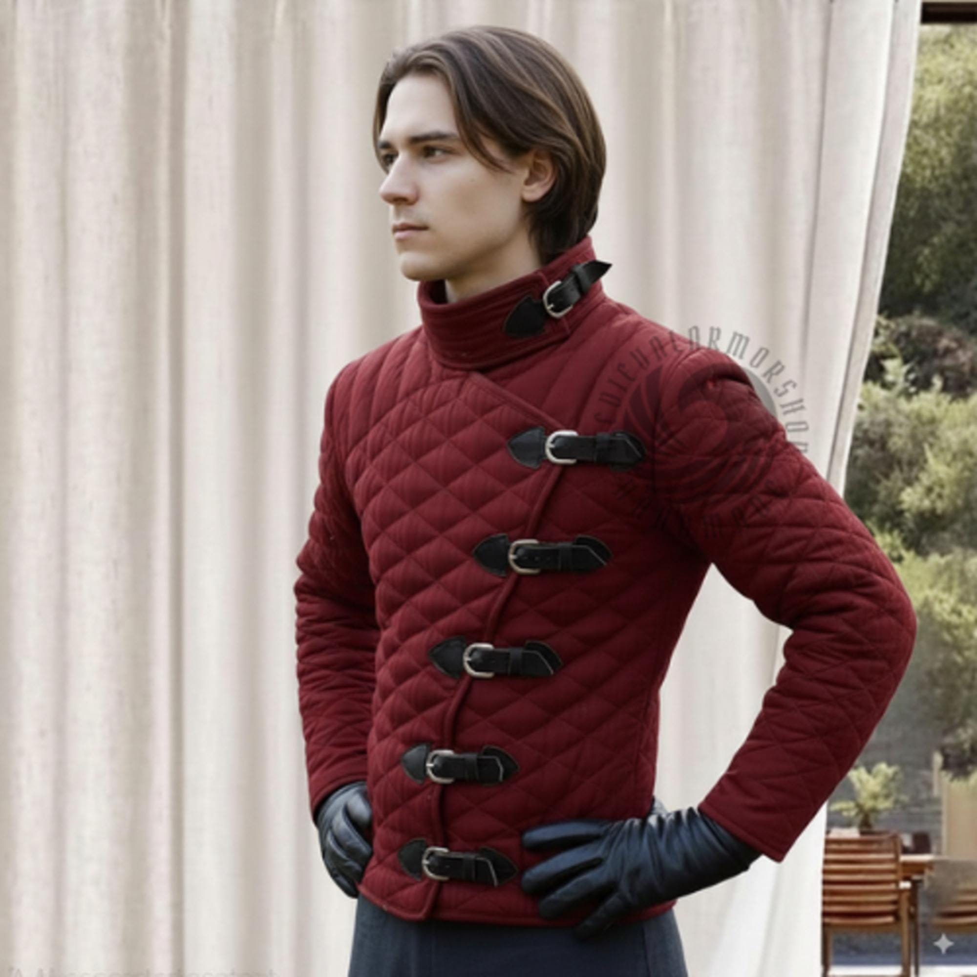 Medieval Costume Gambeson Armor - Wine Padded Jacket - Etsy