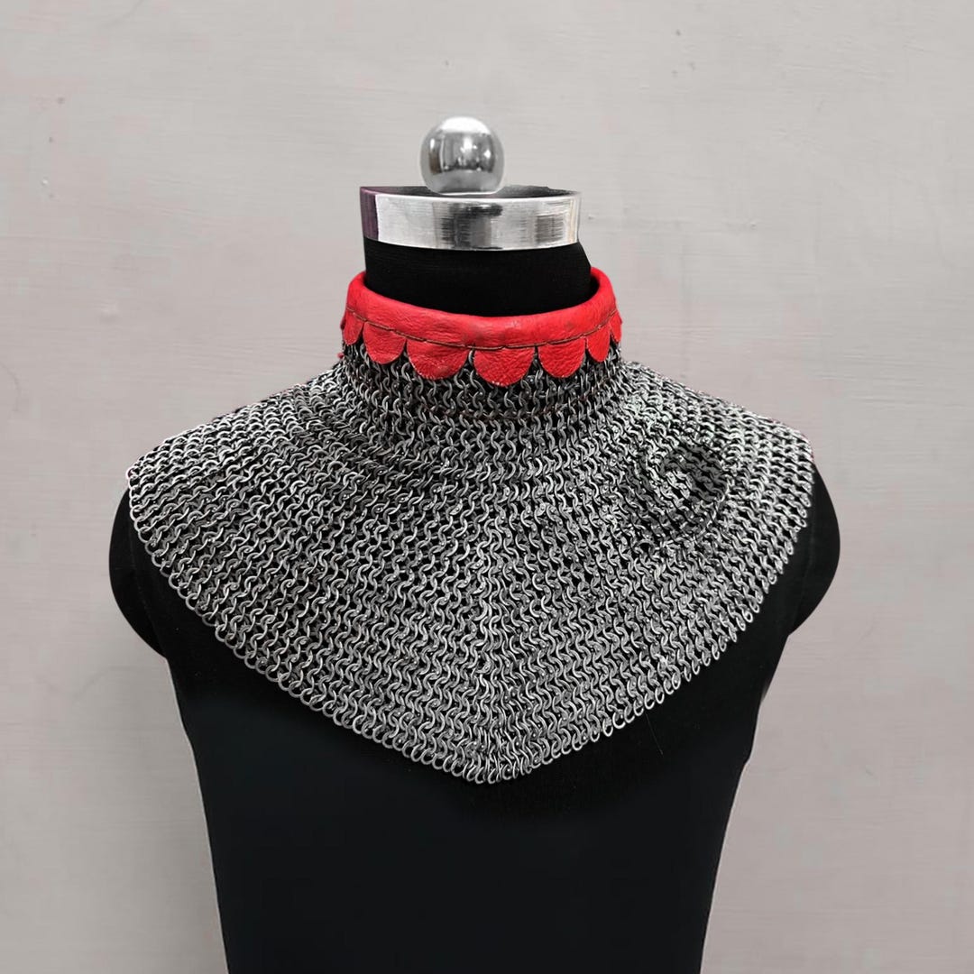 6MM Chainmail Collar: Medieval Flat Ring Riveted With Solid Gorget ...