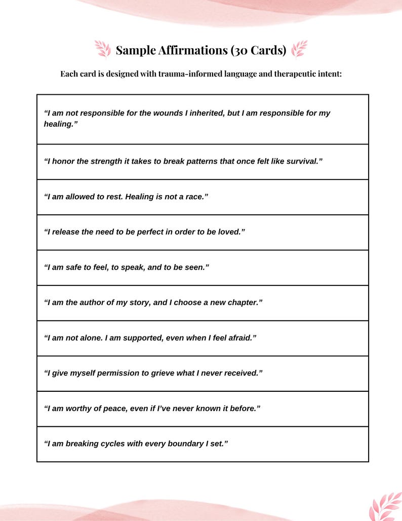 Cycle Breaker Affirmation Cards | Trauma-informed Therapy Deck ...
