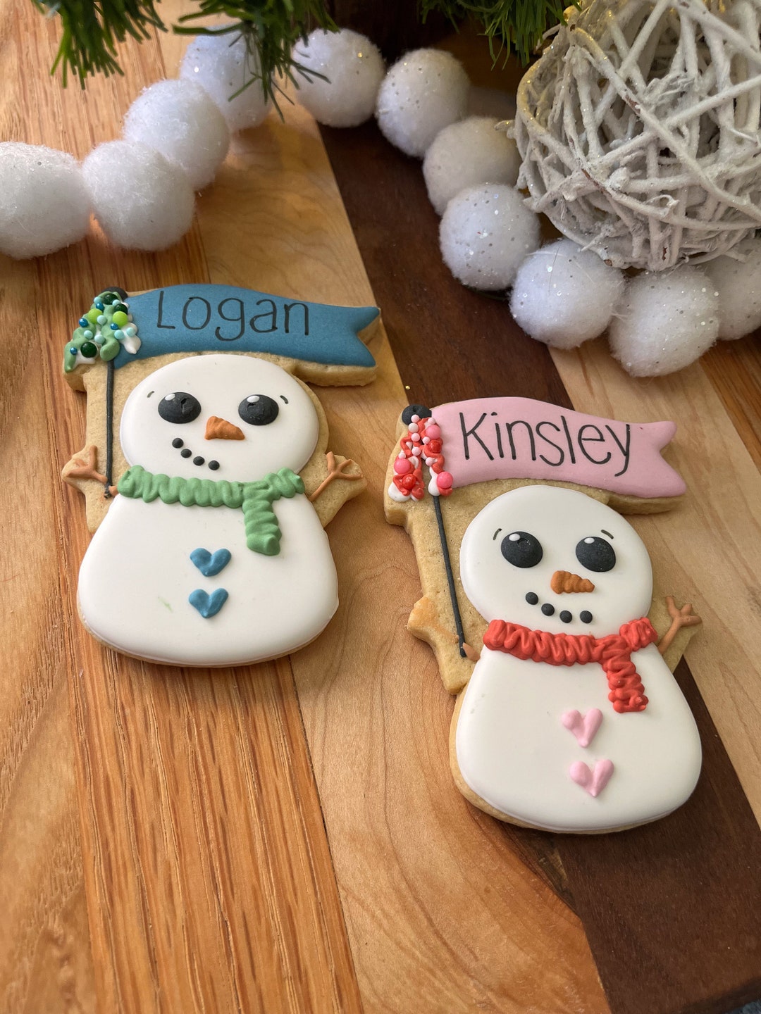 Snowman Plaque Cookie Name Card / Place Card Personalized - Etsy