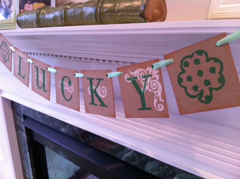 LUCKY Banner With Shamrocks / St. Patricks Day / Green White | Etsy