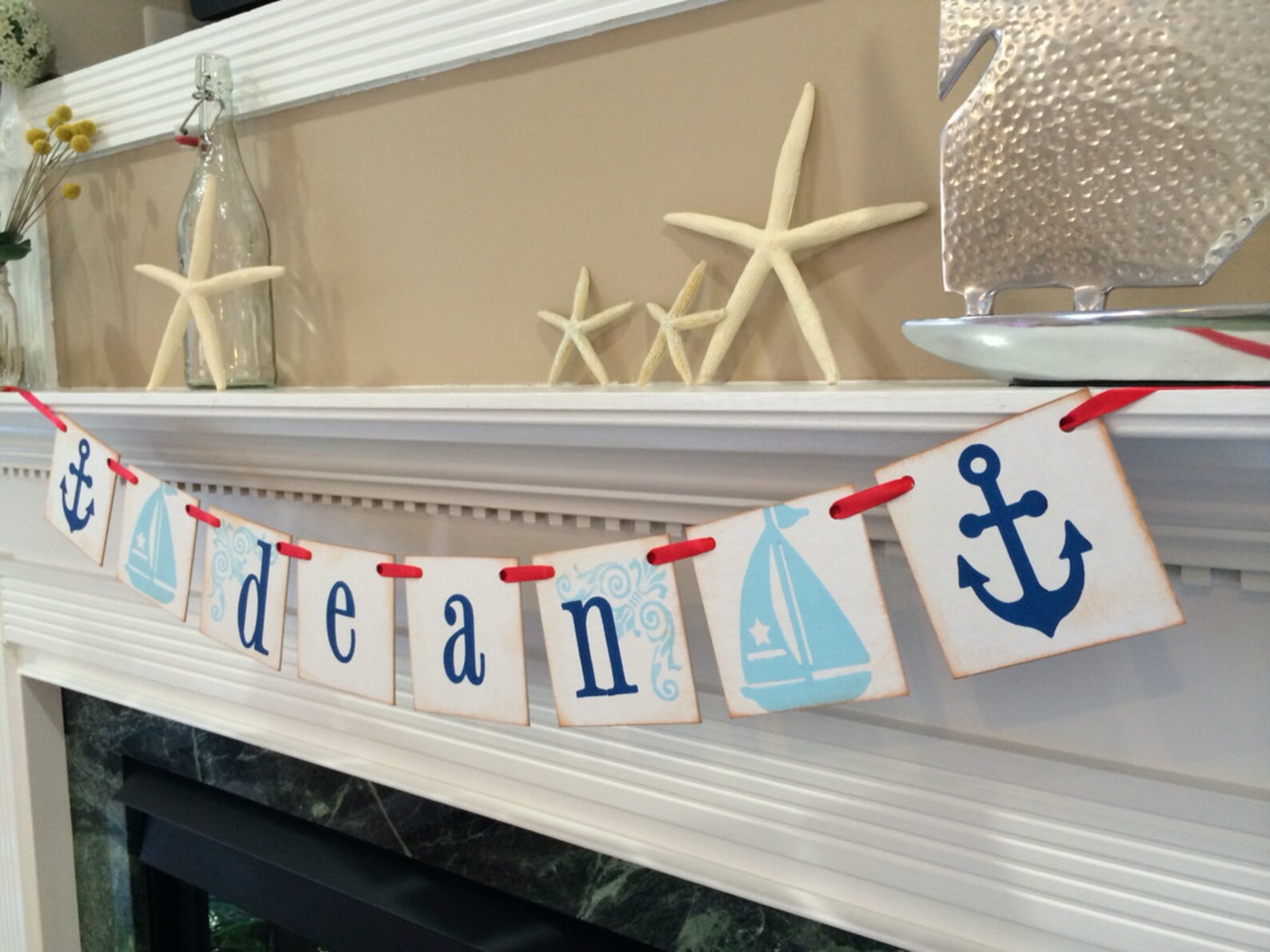 Nautical Room Decor / Personalized Boy Name Banner / Boy | Etsy