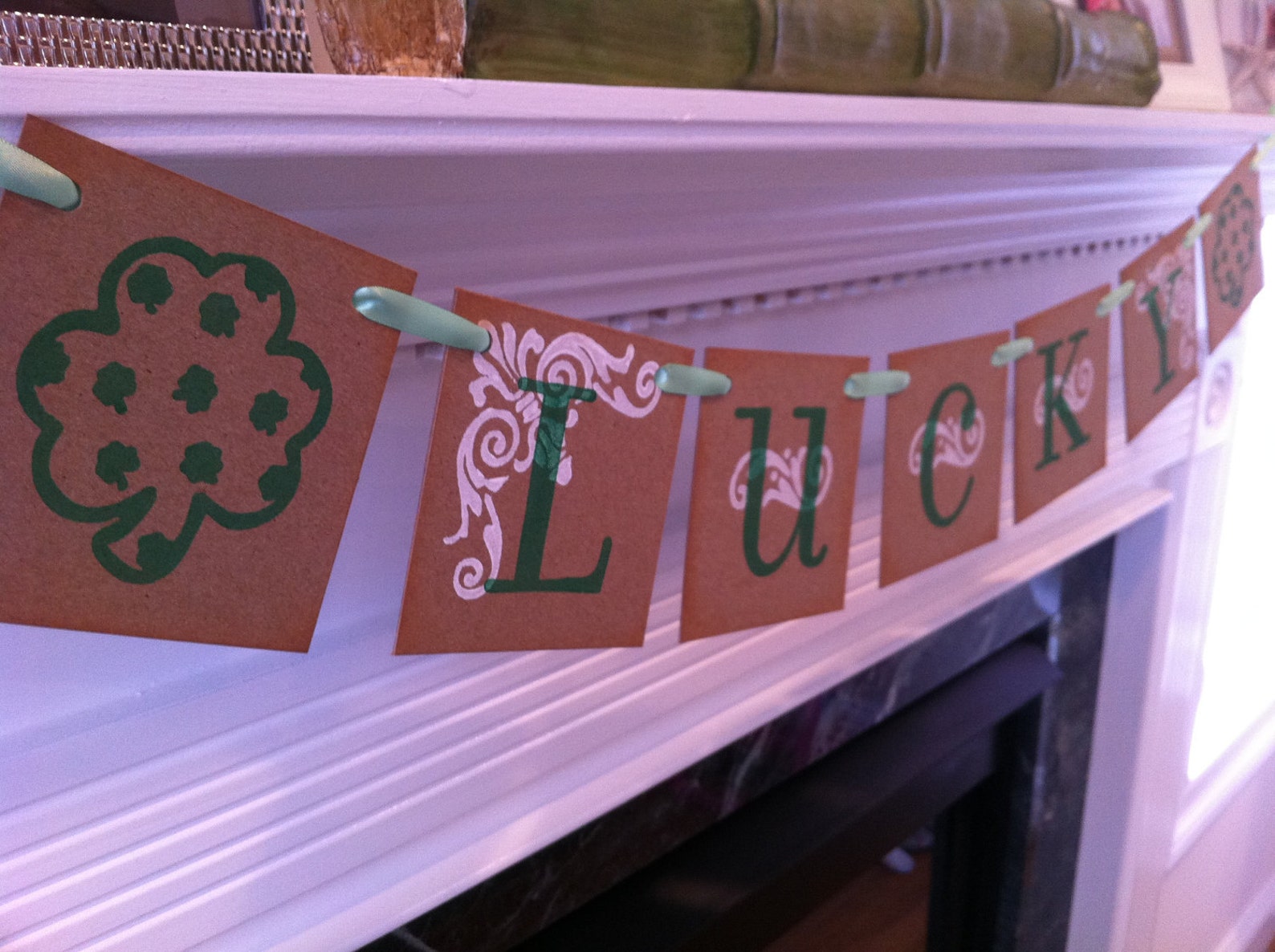 LUCKY Banner With Shamrocks / St. Patricks Day / Green White | Etsy