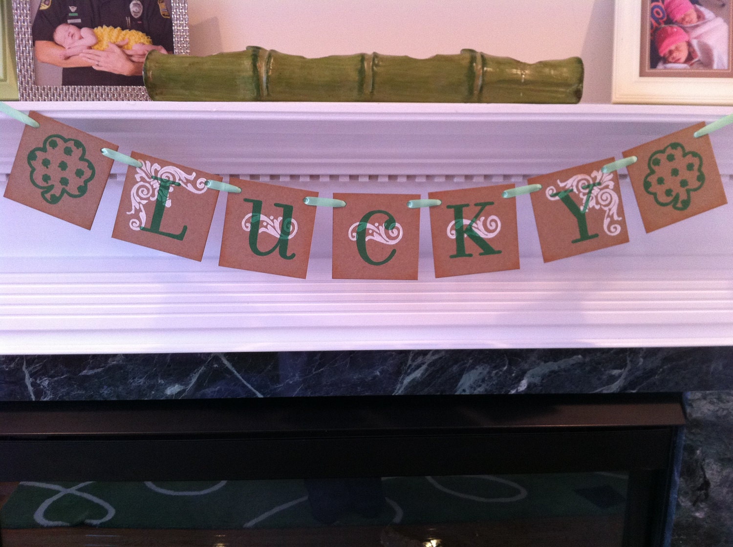 LUCKY Banner With Shamrocks / St. Patricks Day / Green White | Etsy