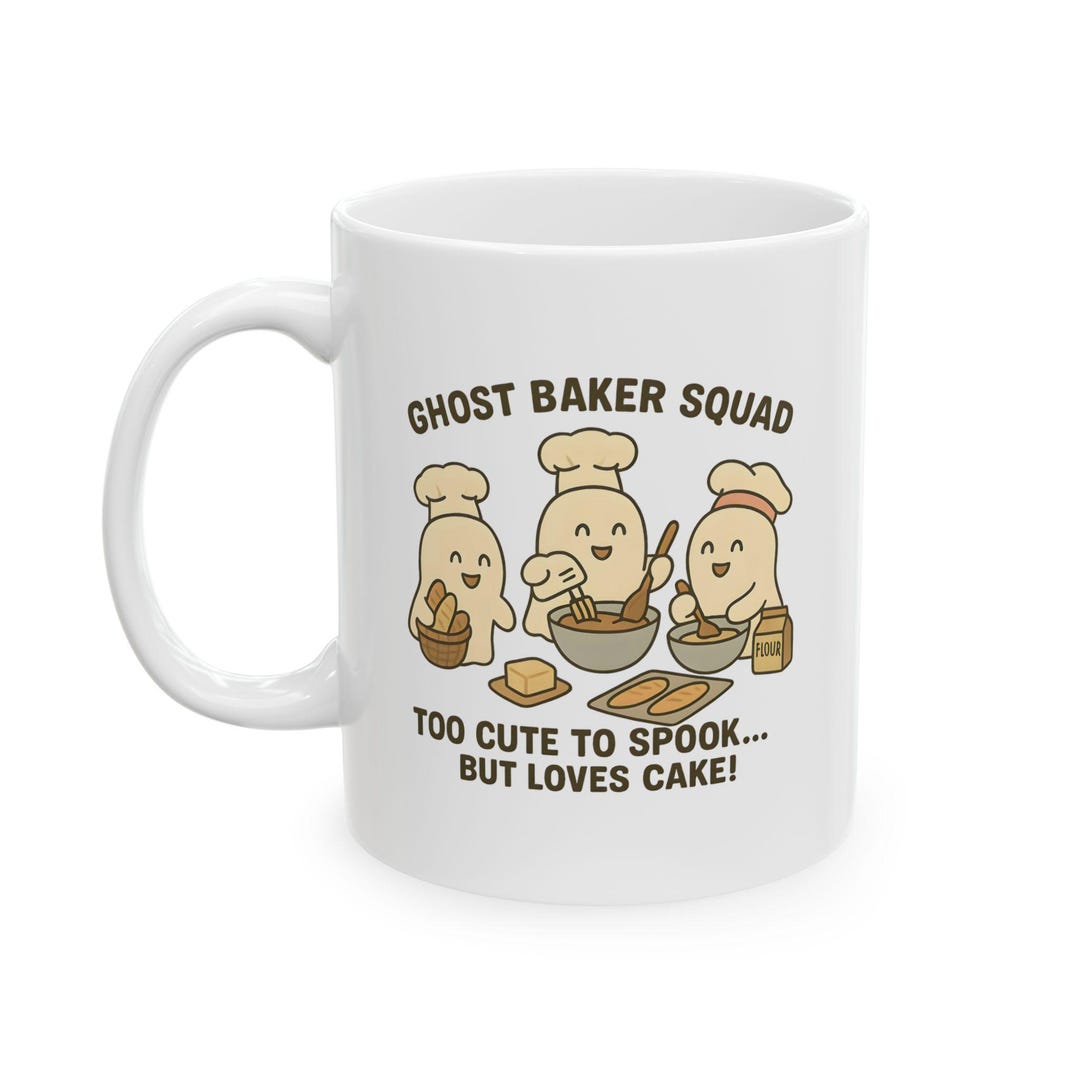 Ghost Baker Squad Mug, Cute Halloween Baking Coffee Cup, Kawaii Ghost ...