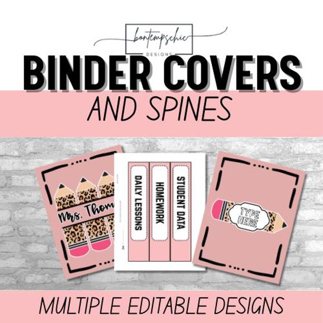 Cheetah Binder Covers and Spines, Pink Binder Spines Templates ...
