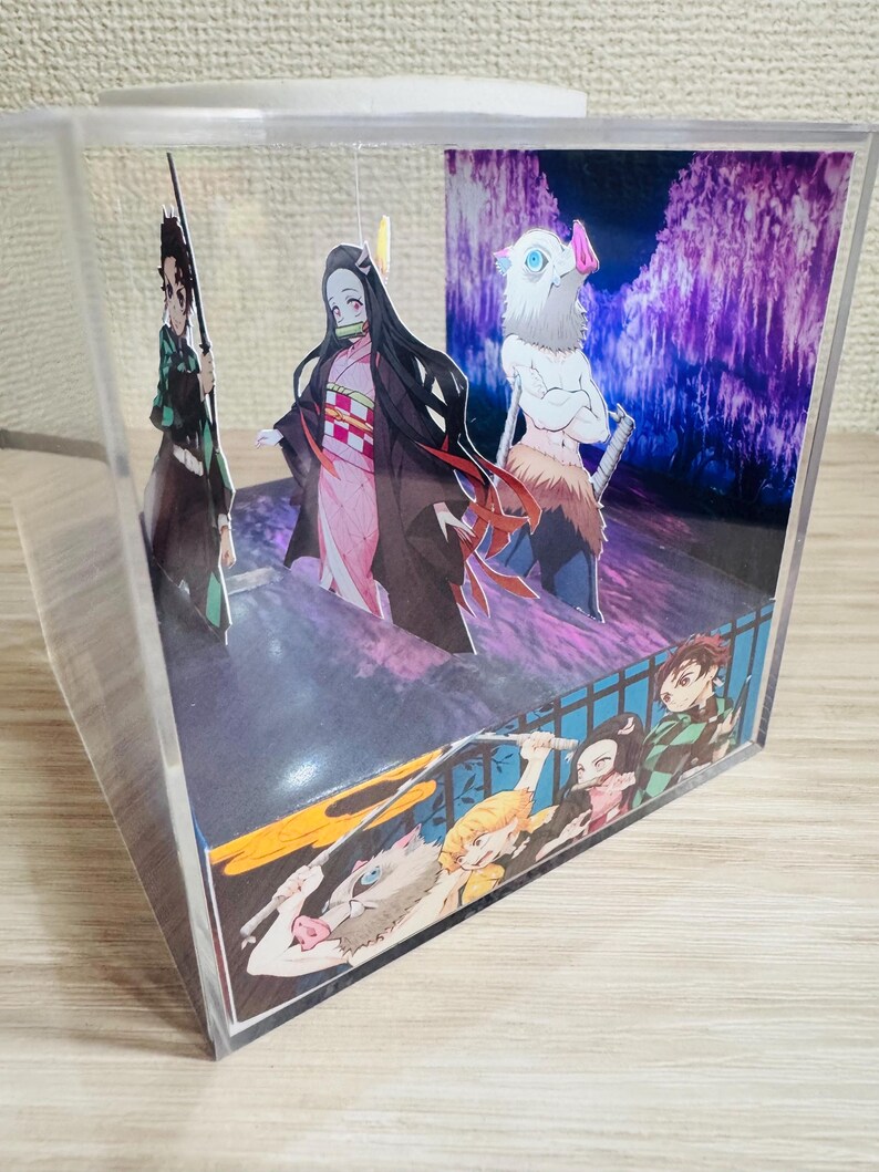 Demon Slayer LED Handmade Diorama Cube | Tanjiro, Nezuko, Zenitsu ...
