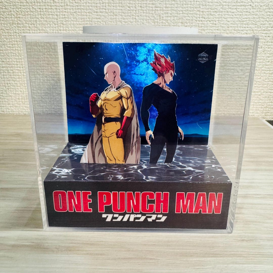 One Punch Man LED Handmade Dual-sided Diorama Cube 9cm | Saitama Vs ...
