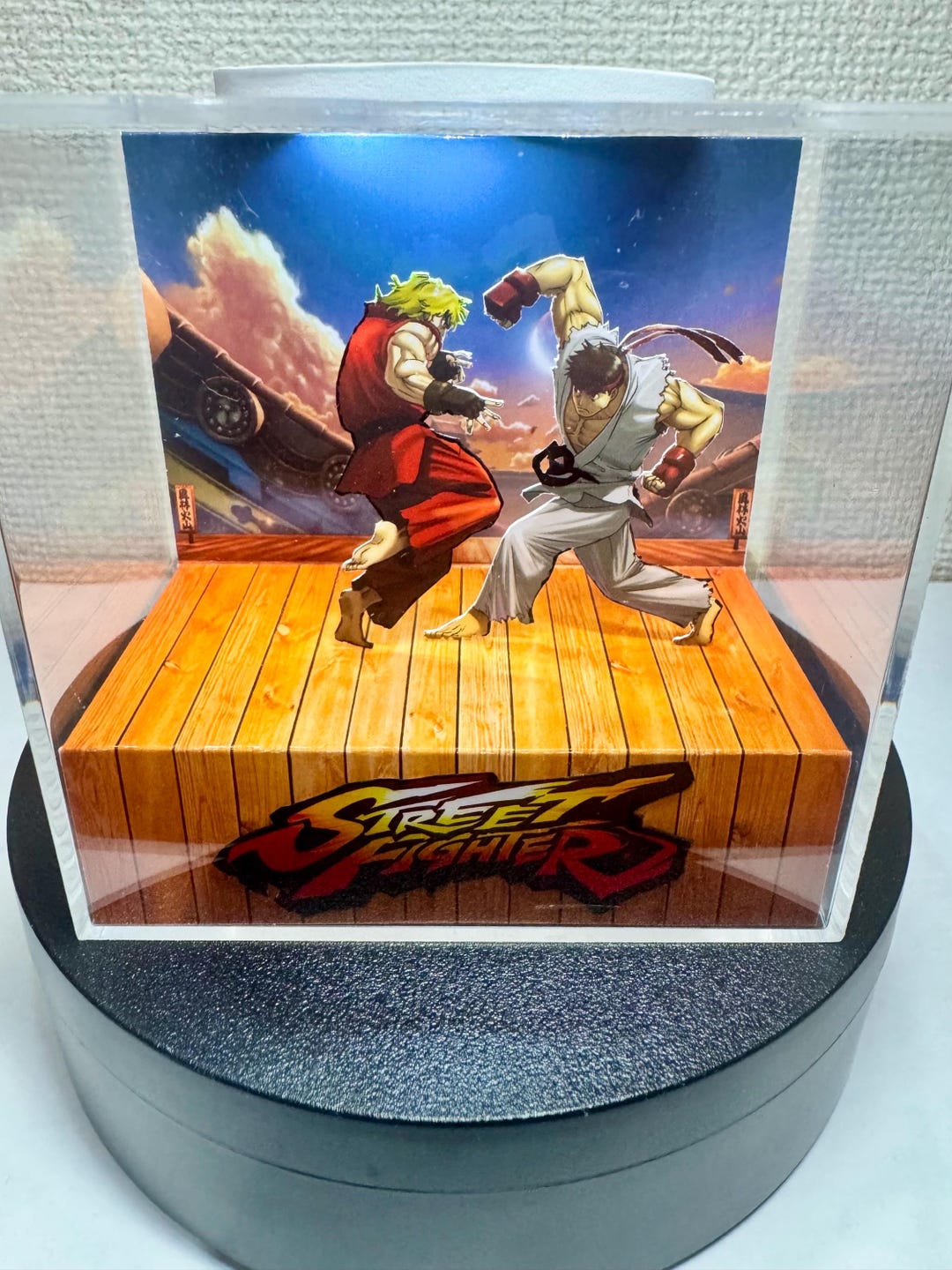 Street Fighter Double-sided Handmade LED Diorama Cube 9cm [ Ryu Vs Ken ...