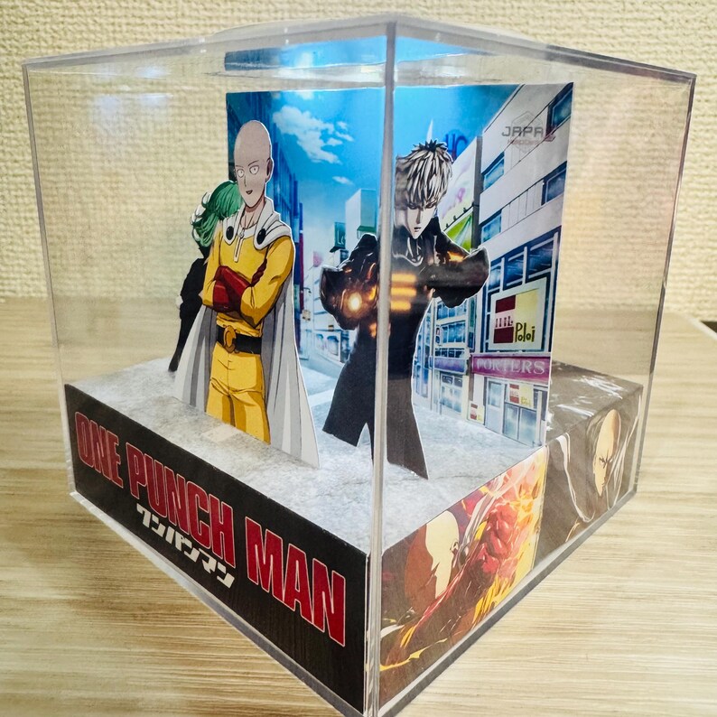 One Punch Man LED Handmade Dual-sided Diorama Cube 9cm | Saitama Vs ...