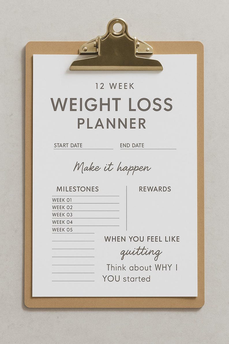 12 Week Weight Loss Planner PDF | Digital Fitness & Meal Tracker ...
