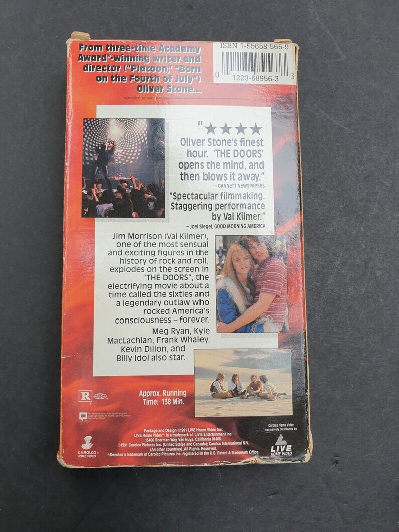 The Doors (VHS, 1991) Val Kilmer Meg Ryan Billy Idol - Etsy