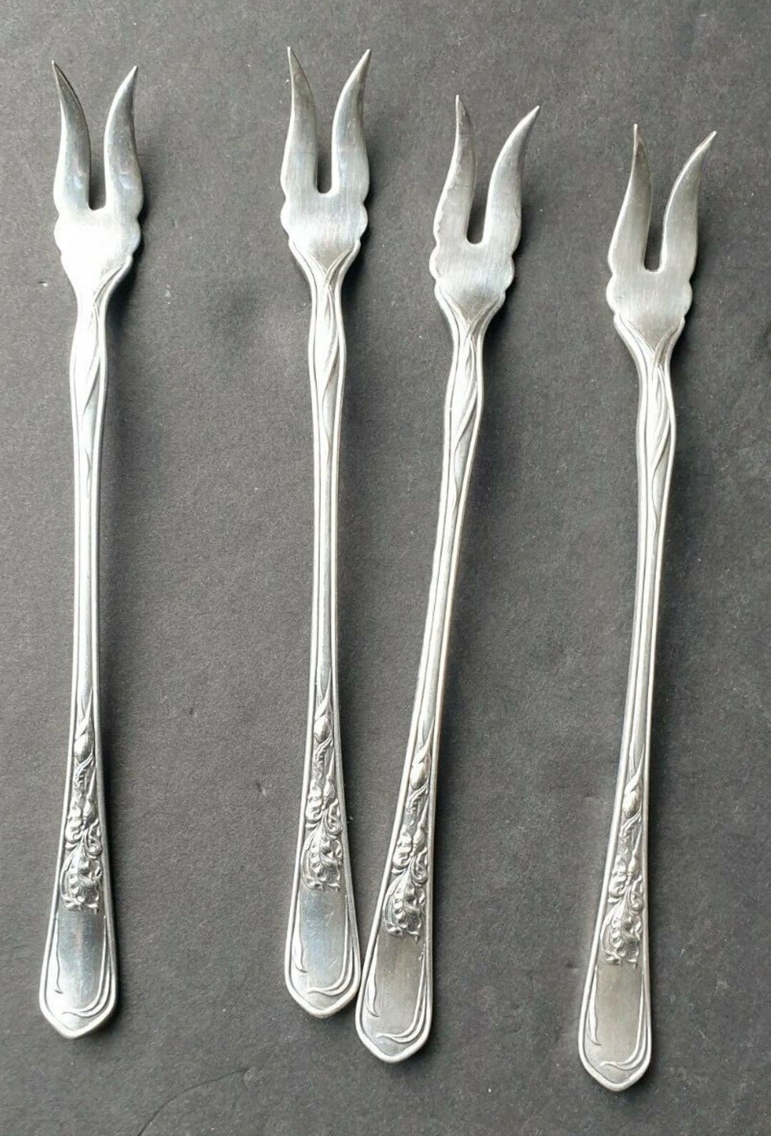 1902 E.H.H. Smith Co National Silver Plate Seafood Cocktail Fork Iris ...