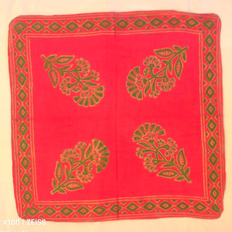 Golden Bandana Organic Cotton Hand Block Print Bandana: Vintage Style ...
