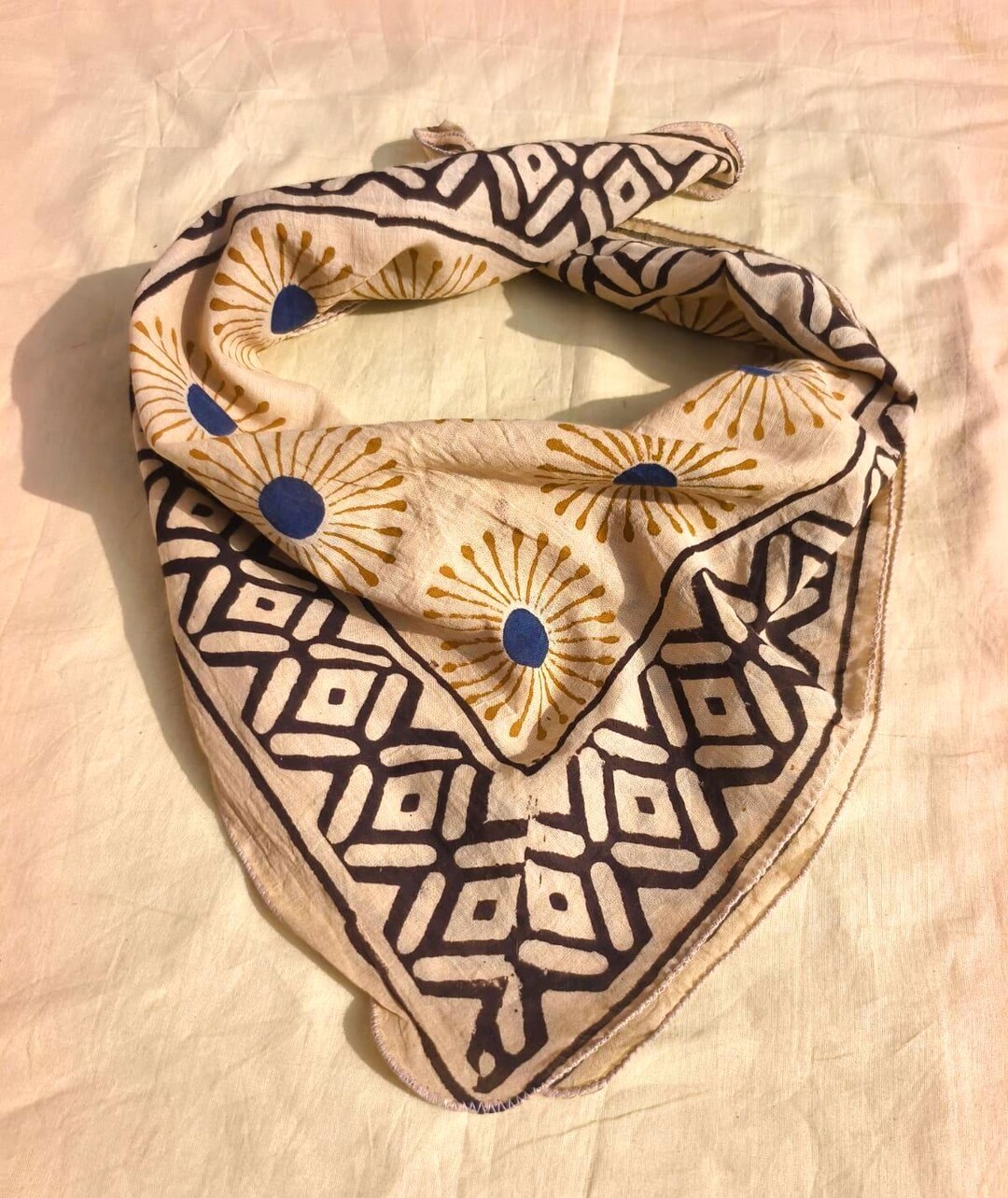 Organic Bandana Cotton Hand Block Print Bandana: Vintage Style Napkin ...