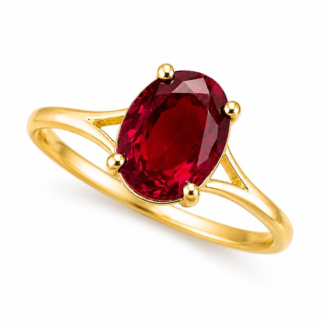 Natural Oval Ruby Ring, 925 Sterling Silver, 18k Gold Vermeil, July ...