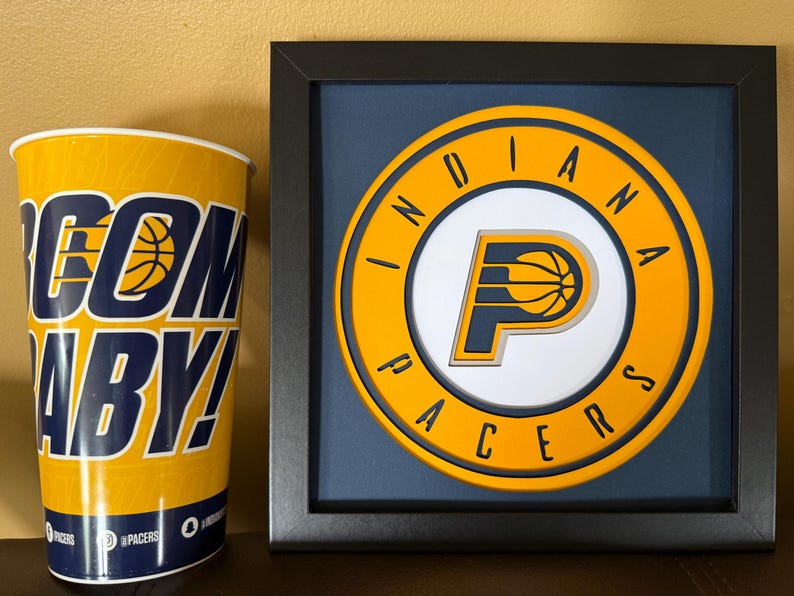 Indiana Pacers 3D Shadow Box | 8x8 Layered Wall Art | NBA Basketball ...