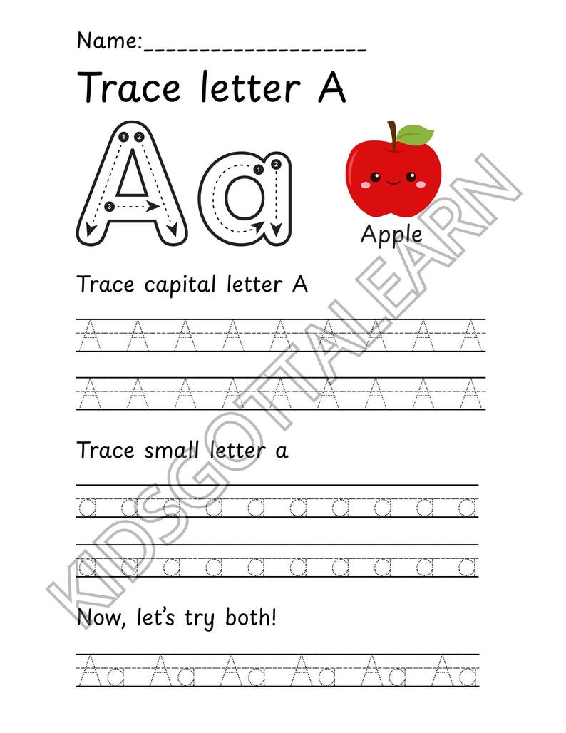 Alphabet Worksheet, Learning Letter Formation, 26 Printable Alphabet ...