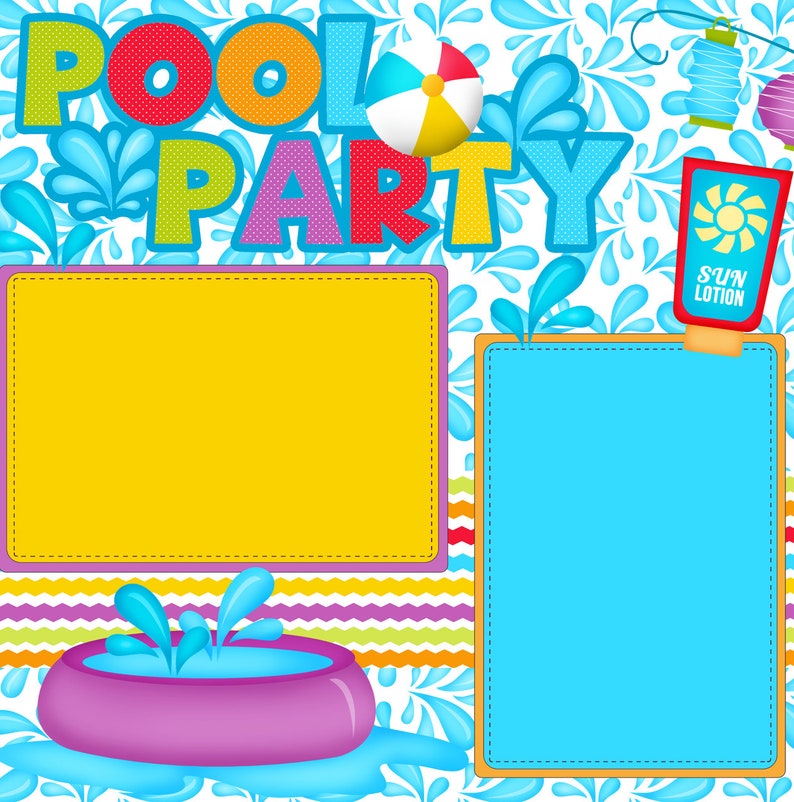 Pool Party Collection Splash Time 2 12 X 12 Premade - Etsy