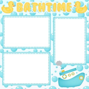 Bathtub Time Boy Collection Bath Time (2) - 12 X 12 Premade, Printed ...