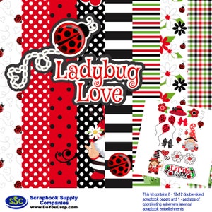 Ladybug Love 12 X 12 Scrapbook Paper & Embellishment Kit by SSC Designs ...