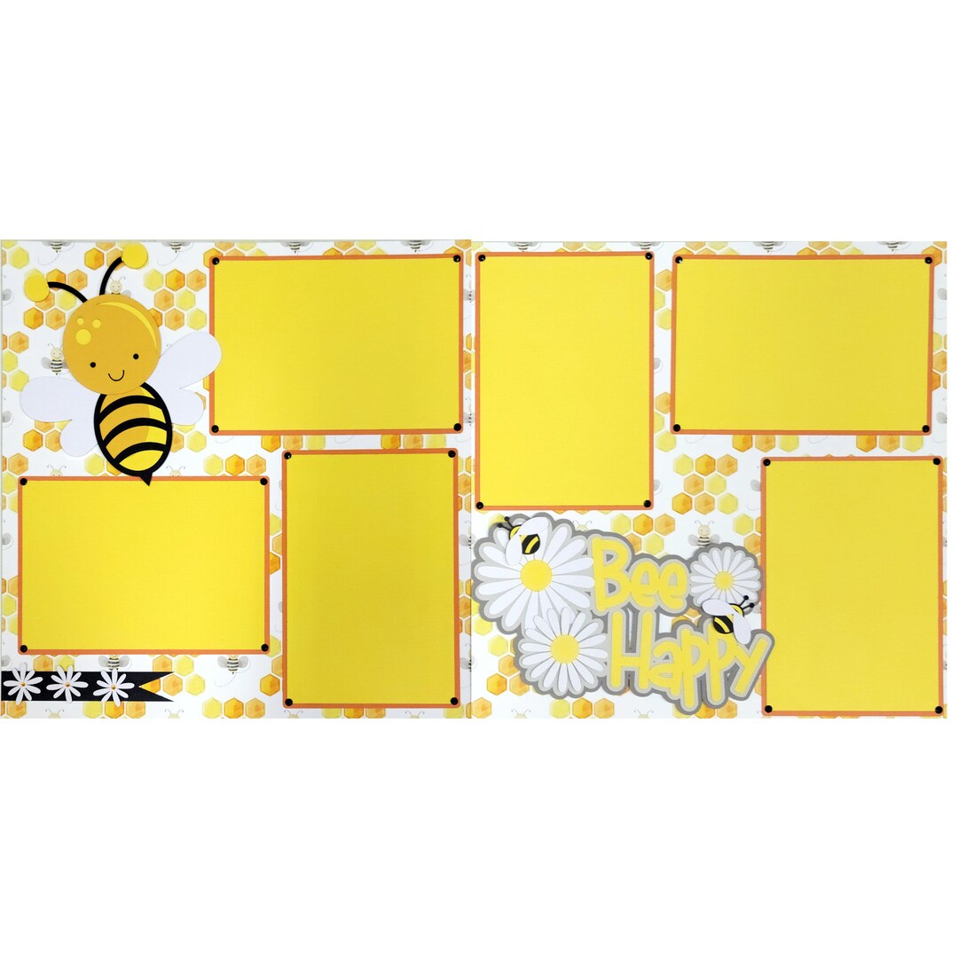 Bee Happy Premade Embellished Two-page 12 X 12 Scrapbook Layout by SSC ...