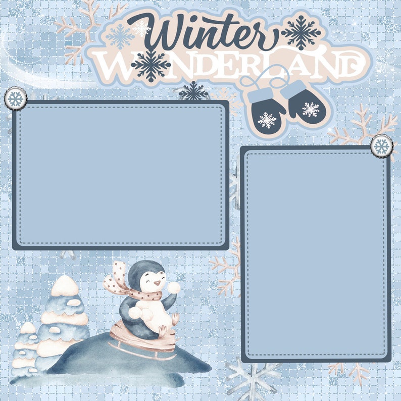 Winter Wonderland Playful Penguins 2 12 X 12 Premade - Etsy