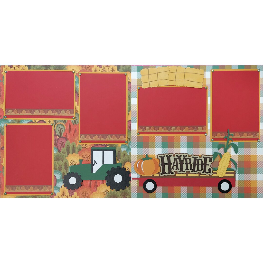 Hayride & Tractor (2) - 12 X 12 Premade, Hand-embellished Scrapbook ...