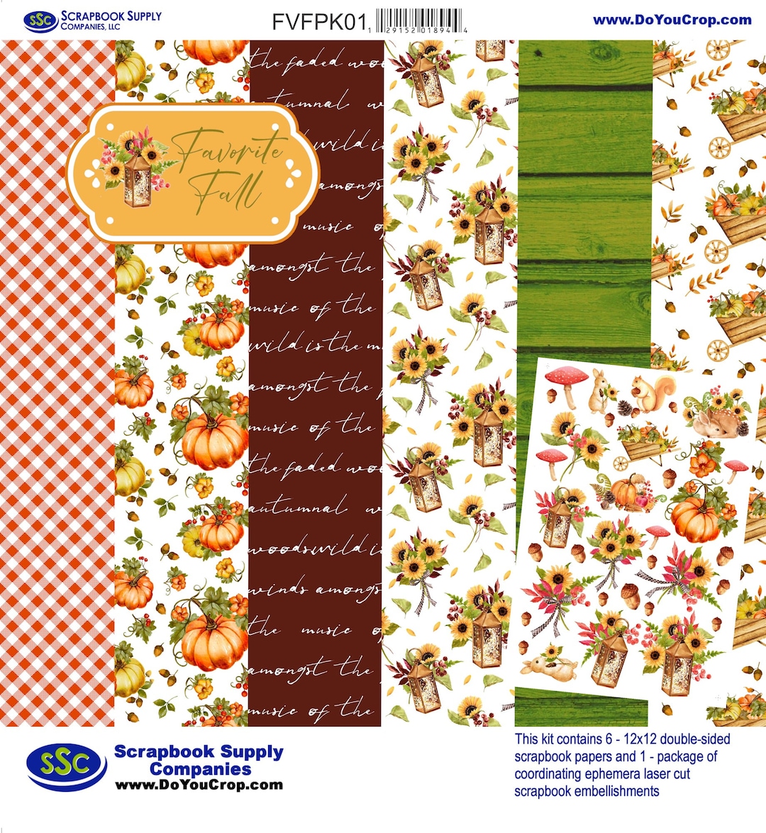 Favorite Fall Collection 12 X 12 Scrapbook Paper & Embellishment Kit by ...