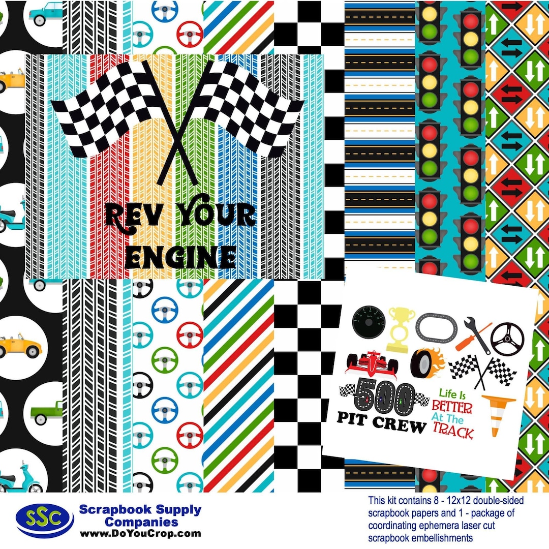 Rev Your Engine 12 X 12 Scrapbook Paper & Embellishment Kit by SSC ...