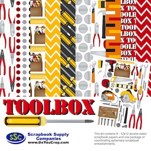 Toolbox Time 12 X 12 Scrapbook Paper & Embellishment Kit by SSC Designs ...
