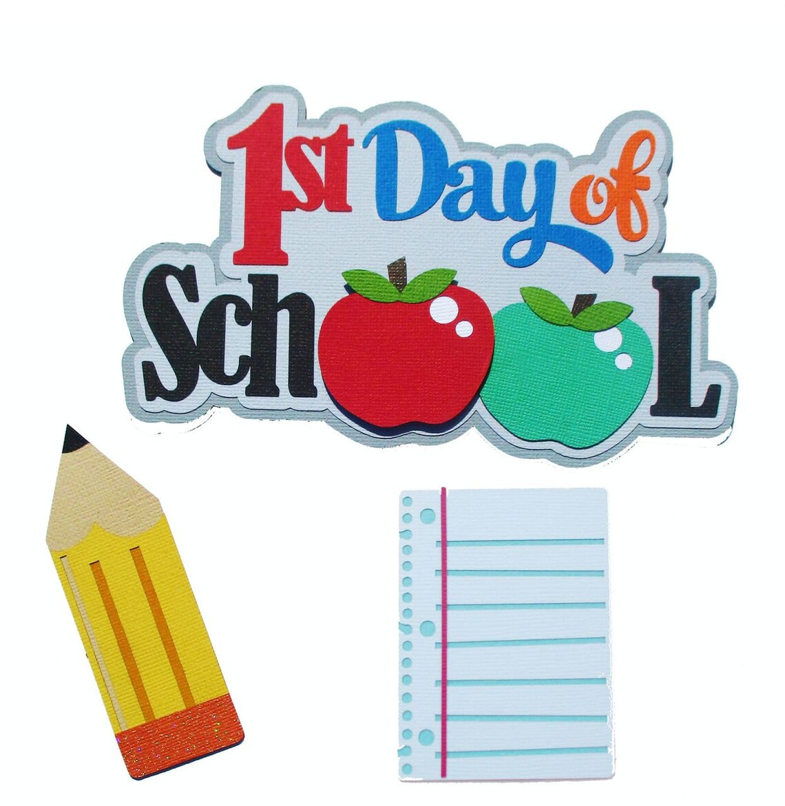 1st Day of School 4 X 7 Title, Pencil & Notebook 3-piece Set Fully ...