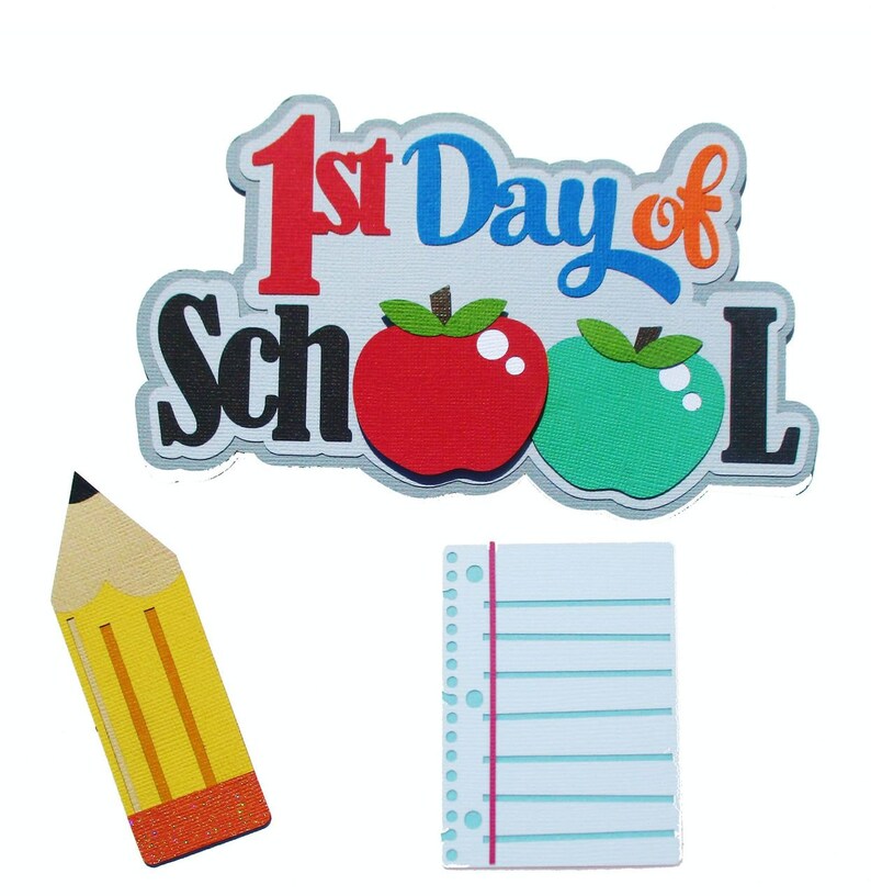 1st Day of School 4 X 7 Title, Pencil & Notebook 3-piece Set Fully ...