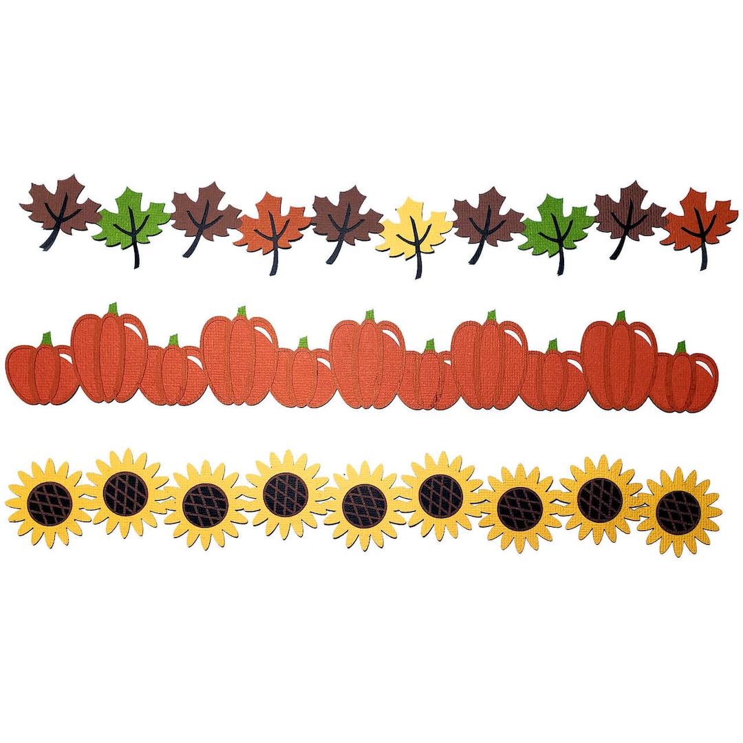 Fall Borders 2.0 X 11.75 Pumpkin Sunflower Leaves 3-piece - Etsy