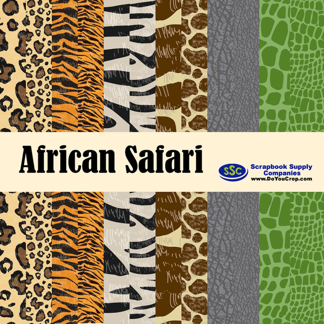 African Safari Collection Animal Prints 12 X 12 Double-sided Scrapbook ...
